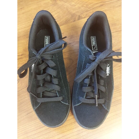 Puma | Shoes | Puma Suede Ps Pre School Boy Girl Kids Black Wsilver Logo 36757 52 Sz 3c | Poshmark
